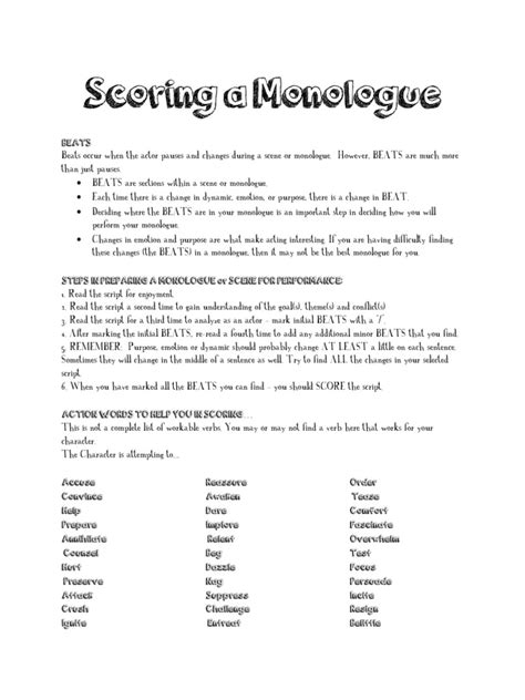 Scoring A Monologuepdf