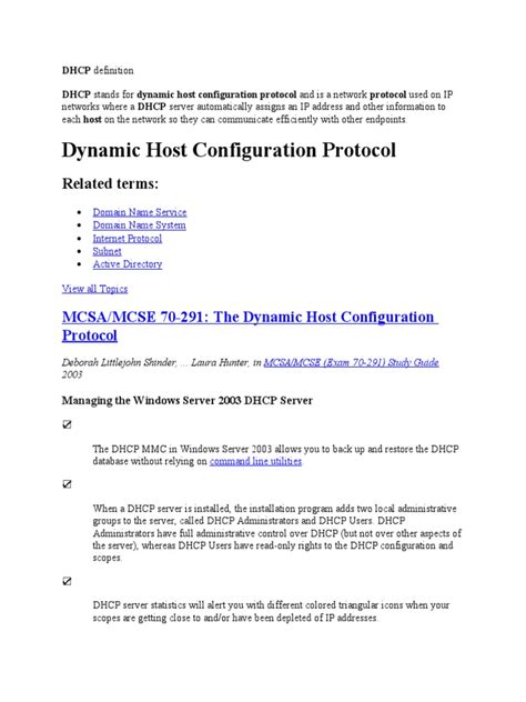 Dhcp Definition Pdf Ip Address Network Protocols