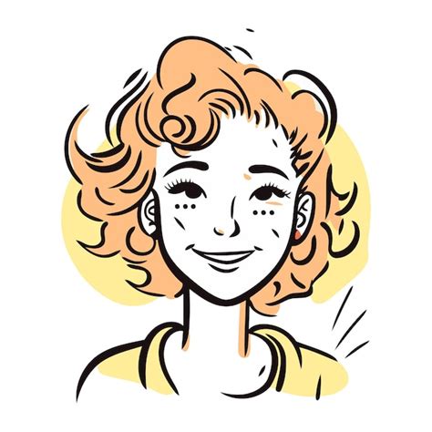 Premium Vector Beautiful Girl With Curly Hair Vector Illustration On