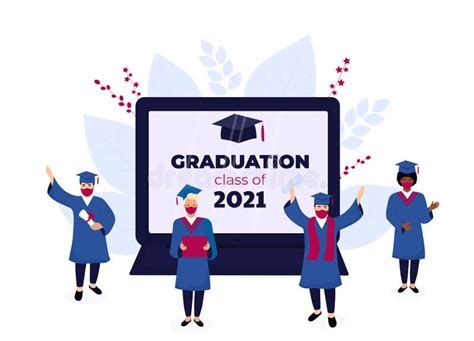 Virtual Online Graduation Ceremony On A Laptop Monitor During