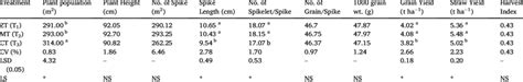 Wheat Yield Results And Yield Contributing Characters Under Different