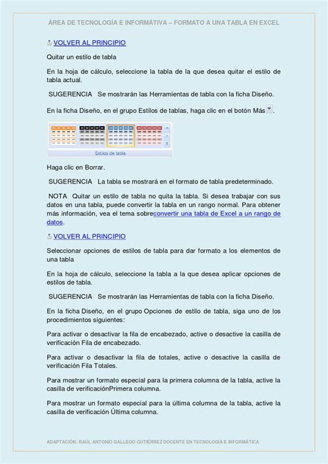 DAR FORMATO A UNA TABLA EN EXCEL by Teacher Raúl Gallego Issuu