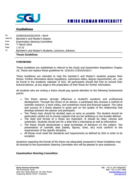 Thesis Guidelines V12mar18 Rev 05 Pdf Thesis Screening Medicine