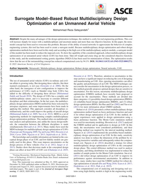 Pdf Surrogate Model Based Robust Multidisciplinary Design Optimization Of An Unmanned Aerial