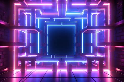 Premium Photo Free Image Futuristic Neon Grids 3D LED Panel Elements