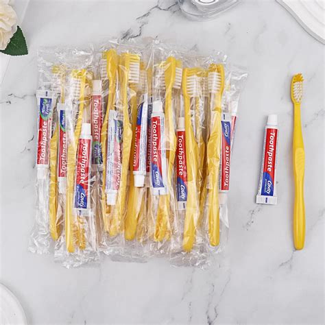 Hotel Toothbrush Set Pack Of 100yellow Hollow Individually Wrapped