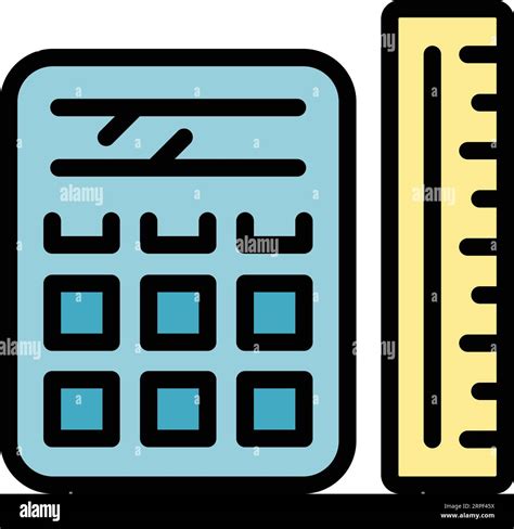 Calculator Icon Outline Vector Plotter Print Format Office Color Flat