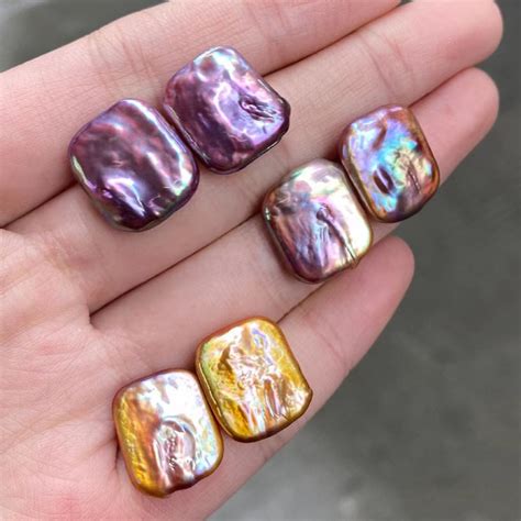 【라이브】직사각형 모양의 바로크 진주 불규칙한 모양 한 굴에 직사각형 2 4개 Pearlgaga