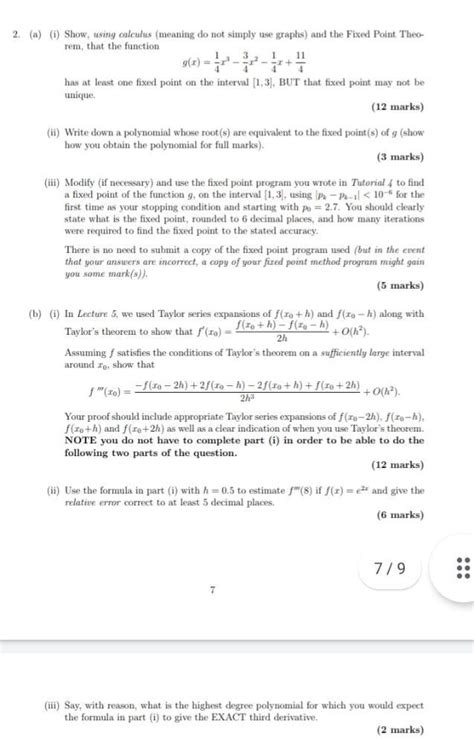 Solved 2 A I Show Using Calculus Meaning Do Not