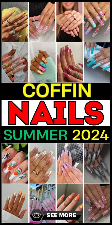 Chic Summer Coffin Nail Ideas Neon Flair Floral Elegance