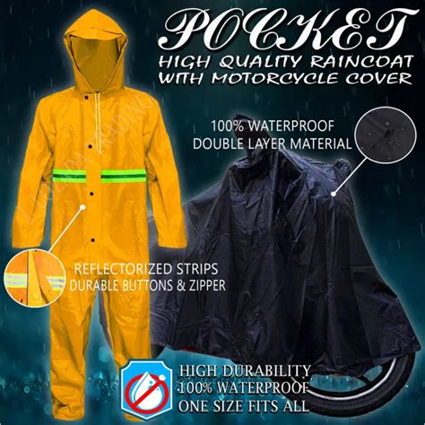 Raincoat 2 In 1 Pocket Raincoat Kapote Motorcycle Cover Makapal Pvc