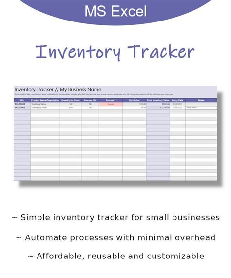 Simple Inventory Tracker Inventory Spreadsheet Ms Excel Inventory