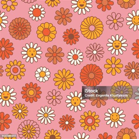 Latar Belakang Bunga Vintage Pola Mulus Vektor Gaya Hippie Cetakan