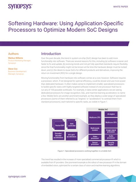 Softening Hw Using Asip Optimize Modern Soc Designs Wp Pdf Parallel
