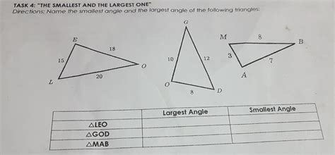 solved task 4 ”the smallest and the largest one directions name the