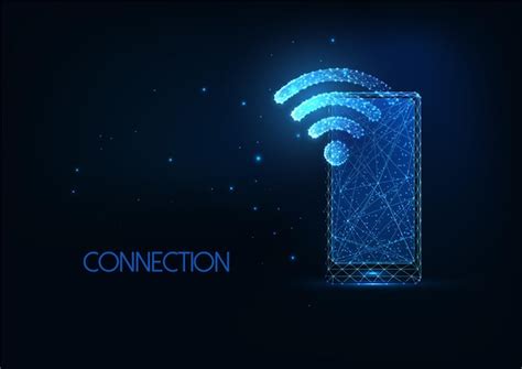 Premium Vector Futuristic Wifi Network Concept With Glowing Low Polygona Smartphone And Wi Fi