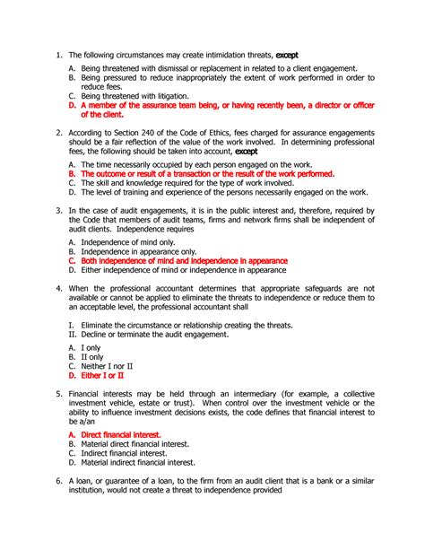 Auditing Theory Reviewer 4 The Following Circumstances May Create