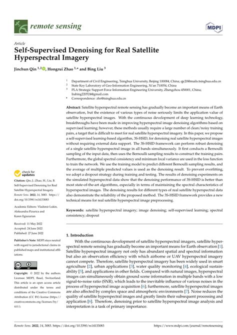 Pdf Self Supervised Denoising For Real Satellite Hyperspectral Imagery
