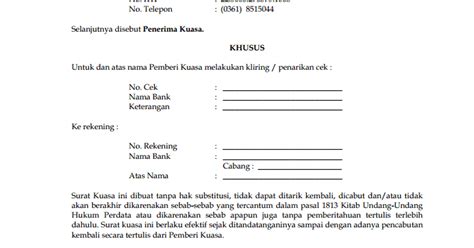 Detail Contoh Surat Kuasa Setoran Dengan Warkat Bca Koleksi Nomer