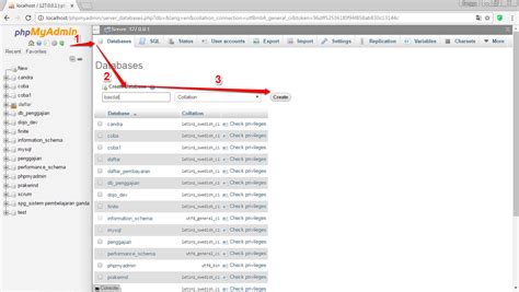 cara buat database dan tabel di mysql
