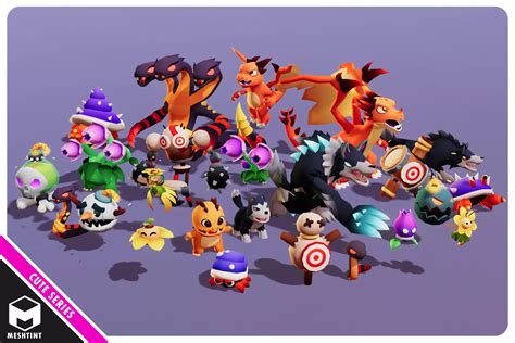 【unity 怪物角色资源包】monsters ultimate pack 02 cute series 包含多个风格统一、造型可爱的原创