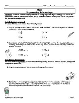 Writing Expressions Representing Relationships Using A Single Variable 6 EE 6