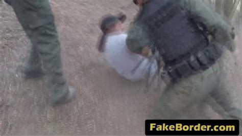 Scared Brunette Caught Crossing Border Abused Bareback By Thick Cock