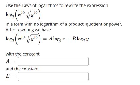 Solved Use The Laws Of Logarithms To Rewrite The Expression Chegg Com