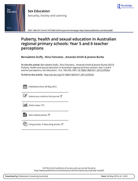 Pdf Puberty Health And Sexual Education In Australian Regional