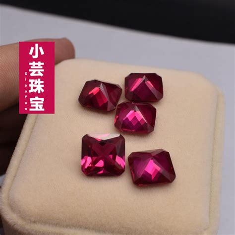 鸽血红宝石裸石倒角正方形DIY戒面宝石红色戒指耳钉配石天然粉熔 虎窝淘