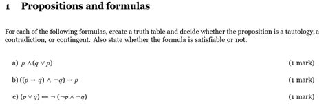 Solved Propositions And Formulas 1 For Each Of The Following Chegg Com