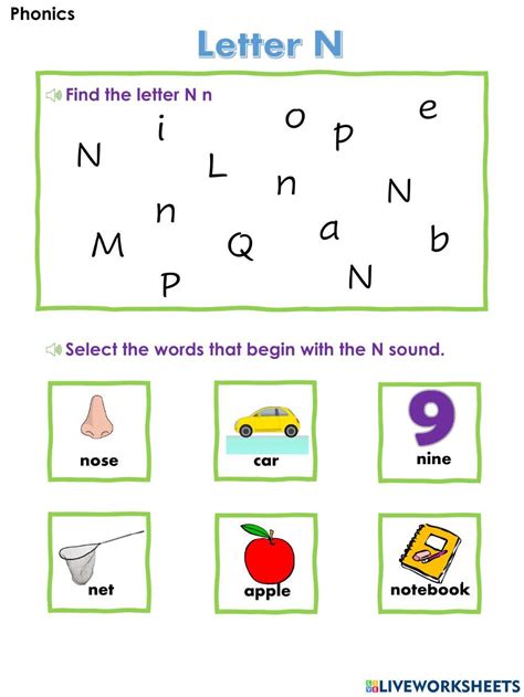 1567377 Find The Letter N Aguedagm Liveworksheets