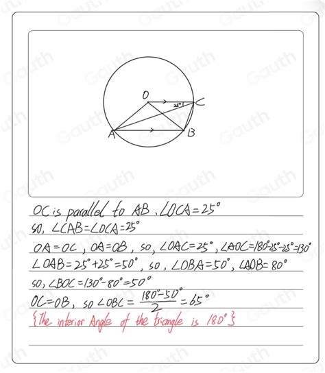 Solved The Diagram Shows A Circle Centre O A B And C Are Points On The Circumference OC Is