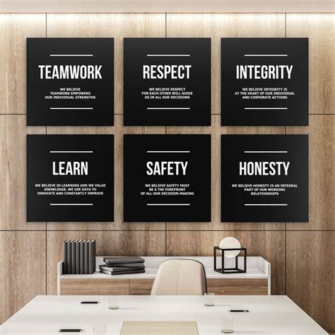6x Company Core Values Inspirational Wall Art Canvas Prints Team