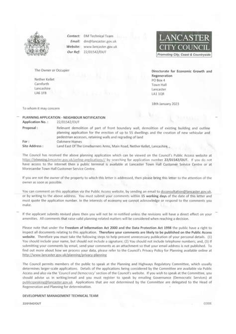 Planning Application For 55 New Houses Nether Kellet