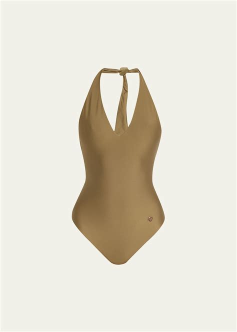 Loro Piana Triangle Flake Summer Shell One Piece Swimsuit Bergdorf