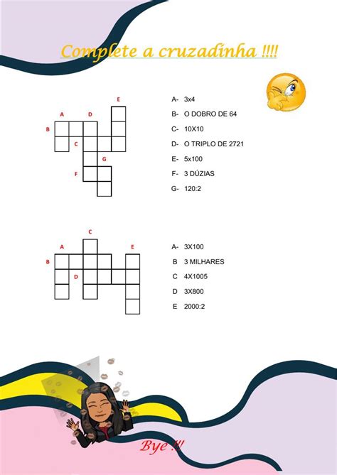 Cruzadinha Matemática Live Worksheets🎂 Explore As Vantagens Dos Jogos