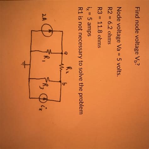 Solved Find node voltage Vb? Node voltage Va = 5 volts. R2 = | Chegg.com