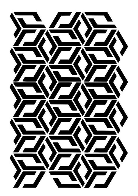 Geometric Cube Pattern Stencil Etsy Canada Geometric Tattoo Pattern