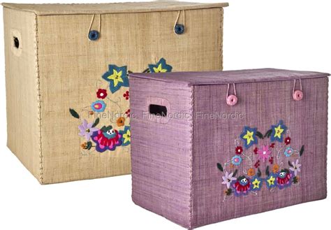 Rice Raffia Aufbewahrungskörbe Faltbar Lavendel Natur Stickerei