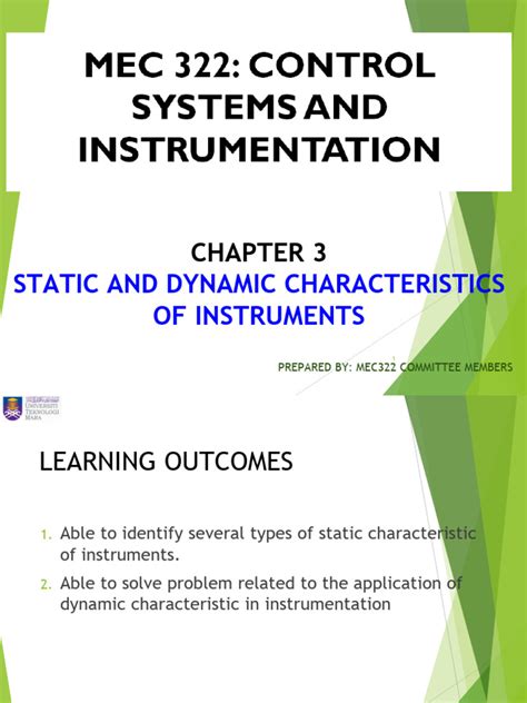 Mec322 Chapter 3 Static And Dynamic Characteristics Of Instruments