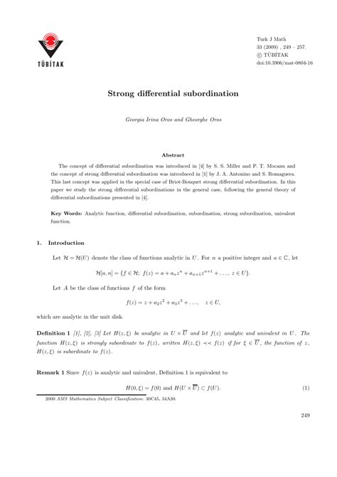 Pdf Strong Differential Subordination