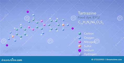 Tartrazine Molecule Molecular Structures Food Dye E102 3d Model