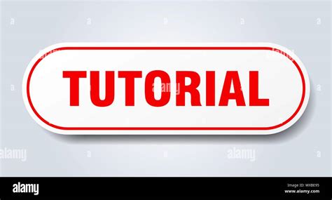 Tutorial Sign Tutorial Rounded Red Sticker Tutorial Stock Vector