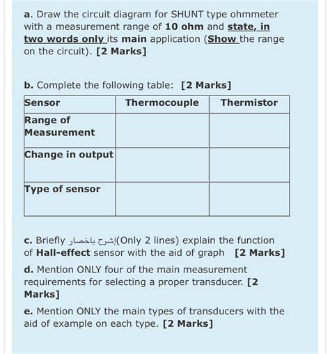 Solved A ﻿draw The Circuit Diagram For Shunt Type Ohmmeter