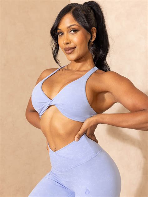 Nkd Stonewash Twist Sports Bra Cornflower Blue Stonewash Ryderwear
