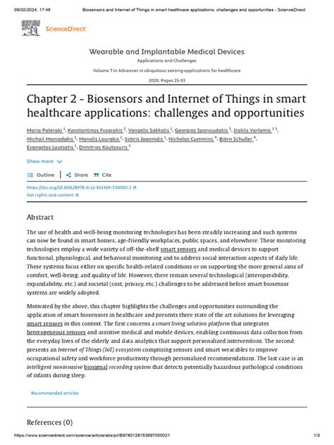 Biosensors And Internet Of Things In Smart Healthcare Applications Challenges And