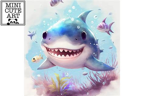 Undersea World Watercolor Art Watercolor Shark 2493889