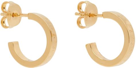 MM6 Maison Margiela Gold Numeric Minimal Signature Hoop Earrings MM6