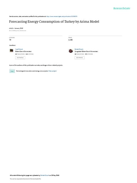 Forecasting Energy Consumption Of Turkey By Arima Pdf Stationary Process Autoregressive